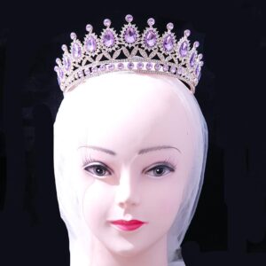 Kamirola Royal Queen Crown and Tiaras Princess Crown for Women and Girls Crystal Headbands for Bridal, Princess for Wedding and Party (Purple)