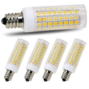 fknzua e11 led bulb 75w 100w halogen bulbs replacement, jd t4 e11 mini candelabra base 110v 120v 130 voltage input light bulbs, pack of 4 (daylight 6000k)