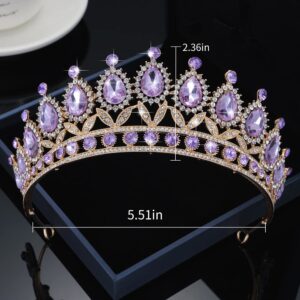 Kamirola Royal Queen Crown and Tiaras Princess Crown for Women and Girls Crystal Headbands for Bridal, Princess for Wedding and Party (Purple)