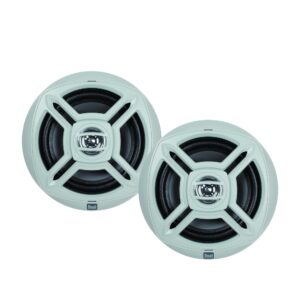 dual electronics wsm651 two 6.5 inch water resistant dual cone high performance marine speakers with 100 watts of peak power | gray