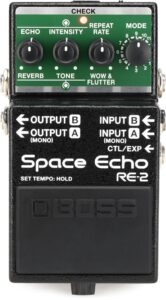 boss re-2 space echo delay and reverb effects pedal