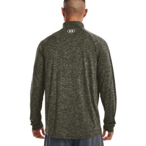 Under Armour Mens Tech 2.0 1/2 Zip-Up T-Shirt , (391) Marine OD Green / Black / White , Large