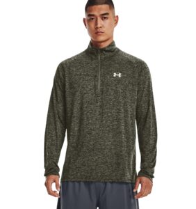 under armour mens tech 2.0 1/2 zip-up t-shirt , (391) marine od green / black / white , large