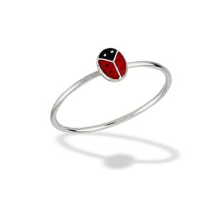 cute ladybug tiny animal ring new .925 sterling silver band size 3