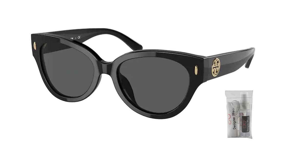 Tory Burch TY7168U 17098G 52MM Black/Grey Solid Cateye Sunglasses for Women + BUNDLE With Designer iWear Eyewear Kit