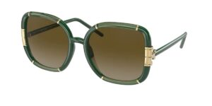 tory burch ty9071u 189713 57mm transparent olive/olive/olive gradient square sunglasses for women + bundle with designer iwear eyewear kit