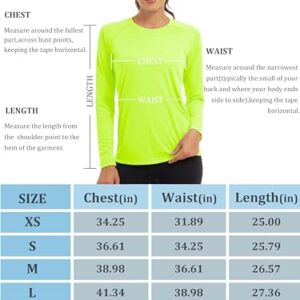 MAGCOMSEN Woman Athletic Top Fitted Running Shirts Women Sun Protection Shirts for Women Lightweight Shirts Long Sleeve Shirts for Women Fluorescent Green