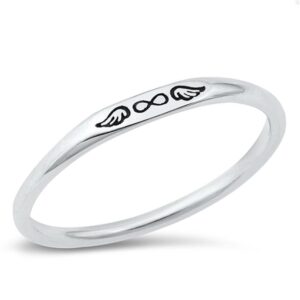 infinity guardian angel wings fashion ring .925 sterling silver band size 8