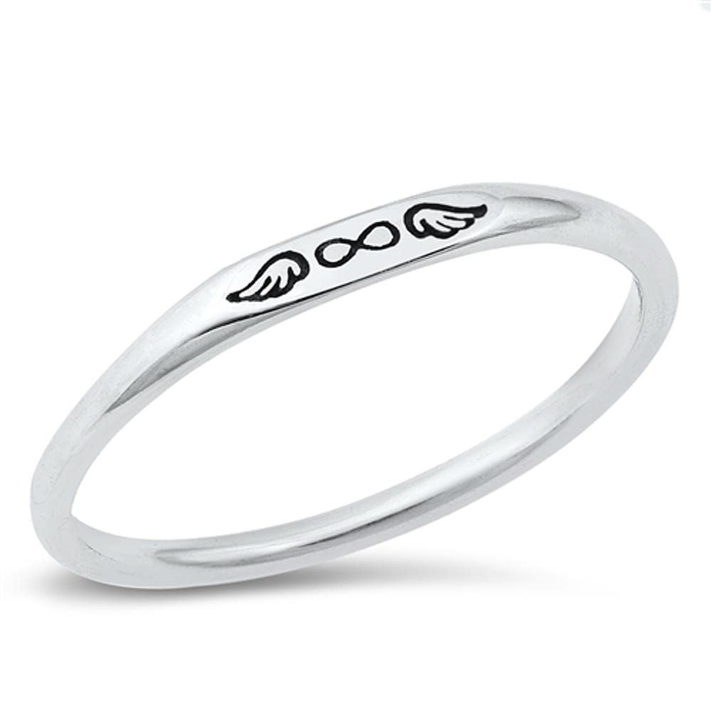 Infinity Guardian Angel Wings Fashion Ring .925 Sterling Silver Band Size 9