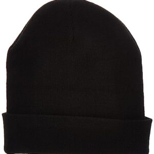 Timberland Men's Cuffed Beanie with Leather Logo Patch, Black, One Size