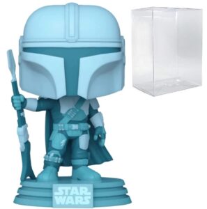 pop star wars: the mandalorian - mandalorian (din djarrin) hologram glow-in-the-dark exclusive funko vinyl figure (bundled with compatible box protector case)