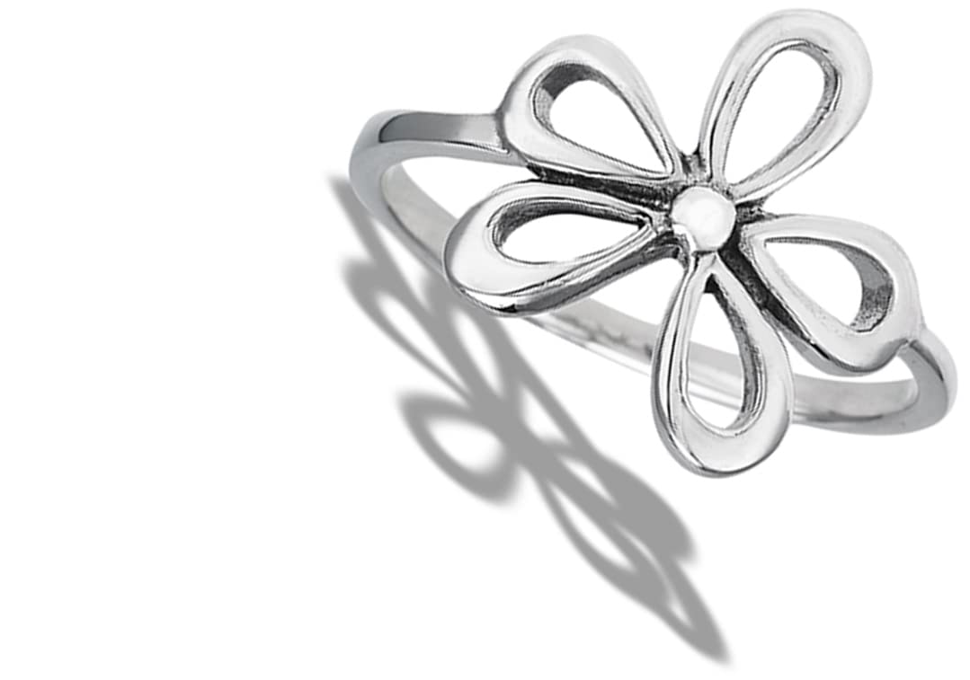 Wildflower Flower Silhouette Cute Ring New .925 Sterling Silver Band Size 10