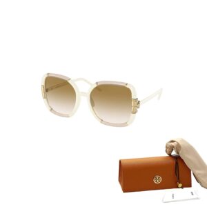 Tory Burch TY9071U 189913 57MM Transparent Beige/Ivory/Beige Gradient Square Sunglasses for Women + BUNDLE With Designer iWear Eyewear Kit