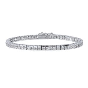 berricle sterling silver princess cut cubic zirconia cz fashion tennis bracelet for women, rhodium plated 7"