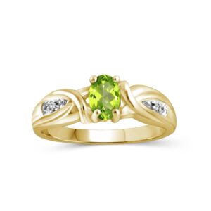 jewelexcess 0.48 ctw peridot & accent white diamonds ring in 14k gold over silver