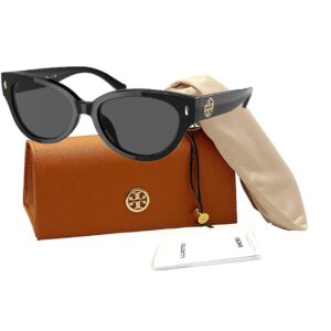 Tory Burch TY7168U 17098G 52MM Black/Grey Solid Cateye Sunglasses for Women + BUNDLE With Designer iWear Eyewear Kit