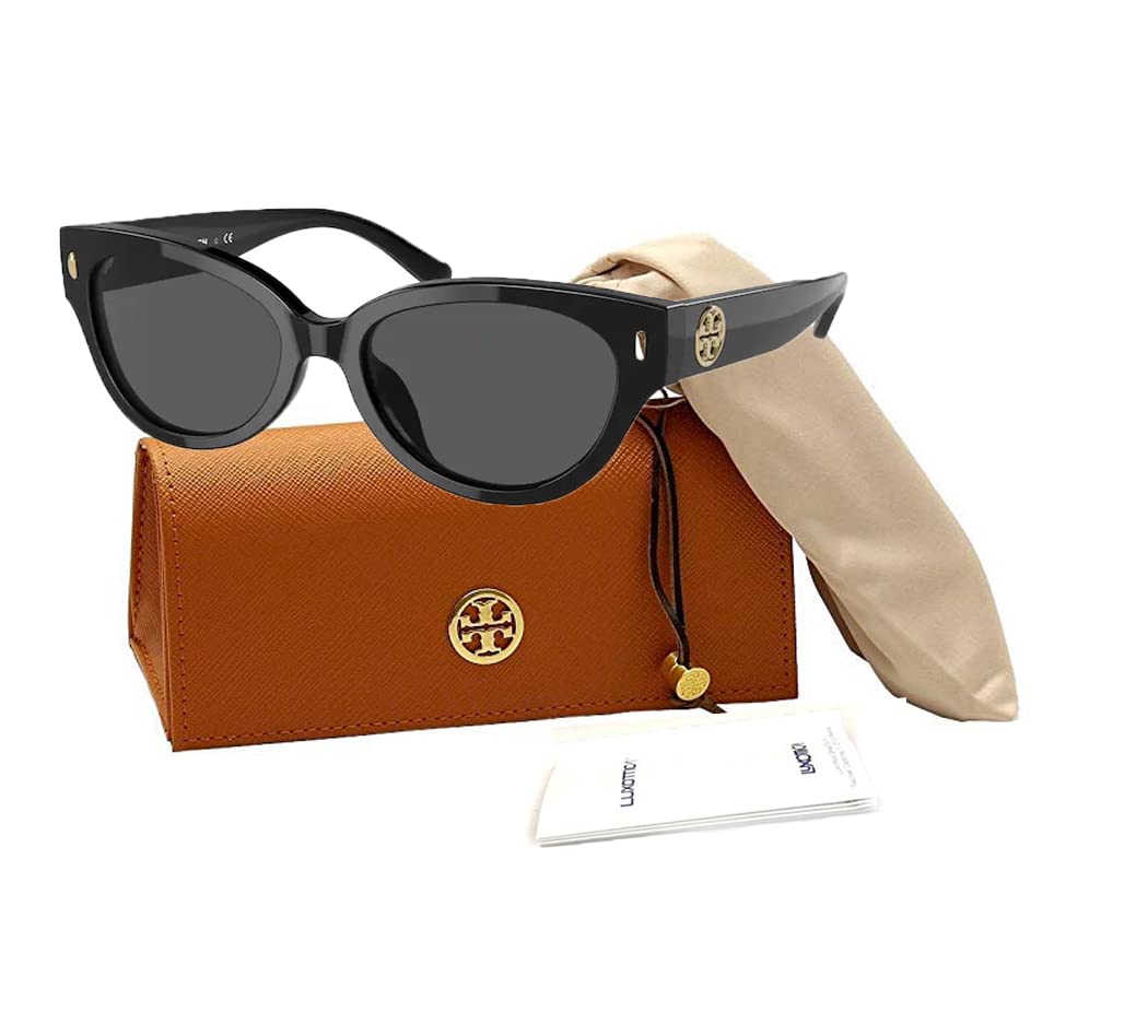 Tory Burch TY7168U 17098G 52MM Black/Grey Solid Cateye Sunglasses for Women + BUNDLE With Designer iWear Eyewear Kit