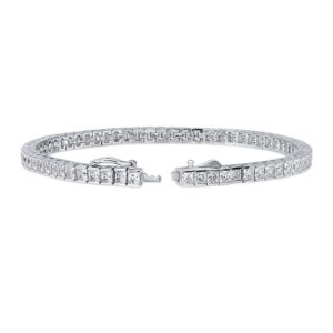 BERRICLE Sterling Silver Princess Cut Cubic Zirconia CZ Fashion Tennis Bracelet for Women, Rhodium Plated 7"