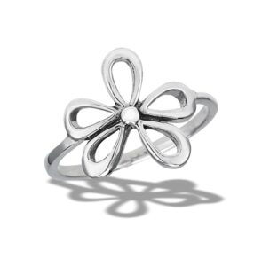 wildflower flower silhouette cute ring new .925 sterling silver band size 10