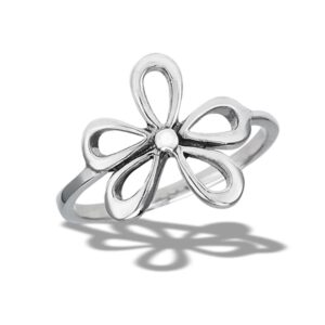 Wildflower Flower Silhouette Cute Ring New .925 Sterling Silver Band Size 10