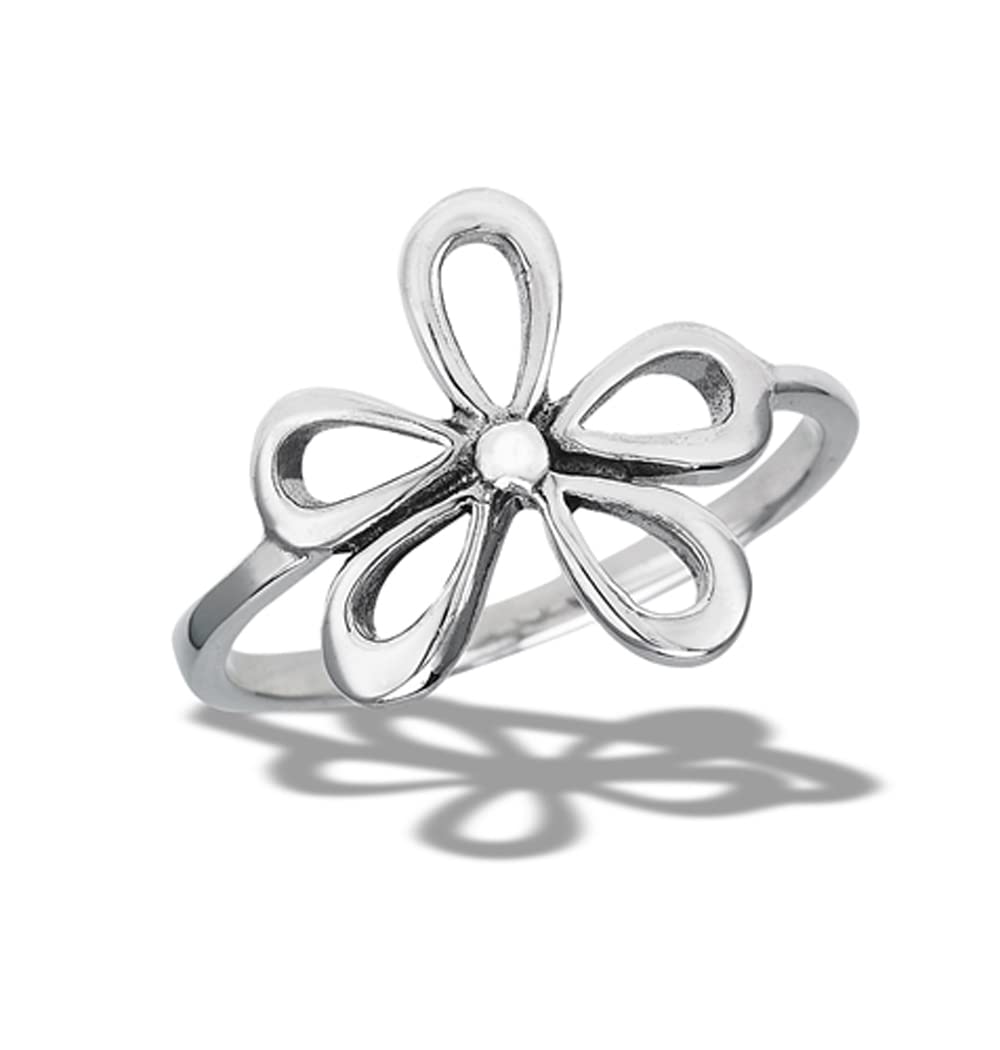 Wildflower Flower Silhouette Cute Ring New .925 Sterling Silver Band Size 10