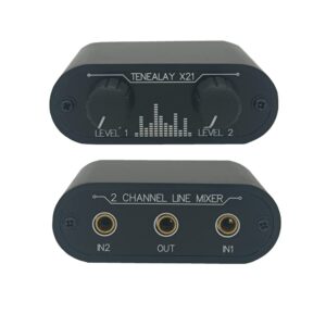 tenealay 2 way audio mixer 3.5mm un-powered mixer, 2 to 1 stereo aux 3.5mm line levels control box mini passive mixer x21