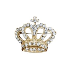 crystal rhinestone princess queen crown brooch pin tiara crown brooches for women crown tiara for wedding party/banquet/birthday (gold)