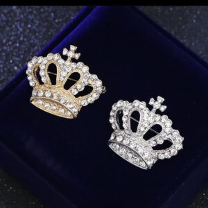 Crystal Rhinestone Princess Queen Crown Brooch Pin Tiara Crown Brooches for Women Crown Tiara for Wedding Party/Banquet/Birthday (Gold)