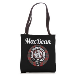 macbean clan scottish name coat of arms tartan tote bag