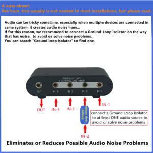 TENEALAY 4 Way Audio mixer Stereo line levels control Box mini passive mixer (X41)