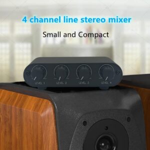 TENEALAY 4 Way Audio mixer Stereo line levels control Box mini passive mixer (X41)