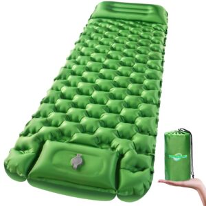 wannts sleeping pad, ultralight inflatable sleeping pad for camping, built-in pump, ultimate for camping, hiking - airpad, carry bag, repair kit - compact & lightweight camping pad(green)