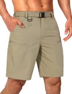 shallowlulu mens cargo hiking shorts water resistant quick dry lightweight breathable tactical shorts with nylon belt(mud 34w/10l)