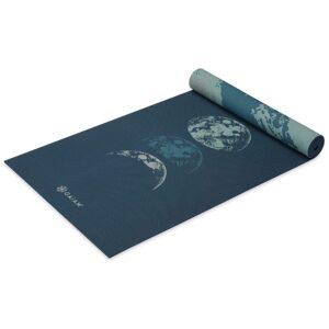 gaiam yoga mat premium print reversible extra thick non slip exercise & fitness mat for all types of yoga, pilates & floor workouts, lunar wave, 6mm