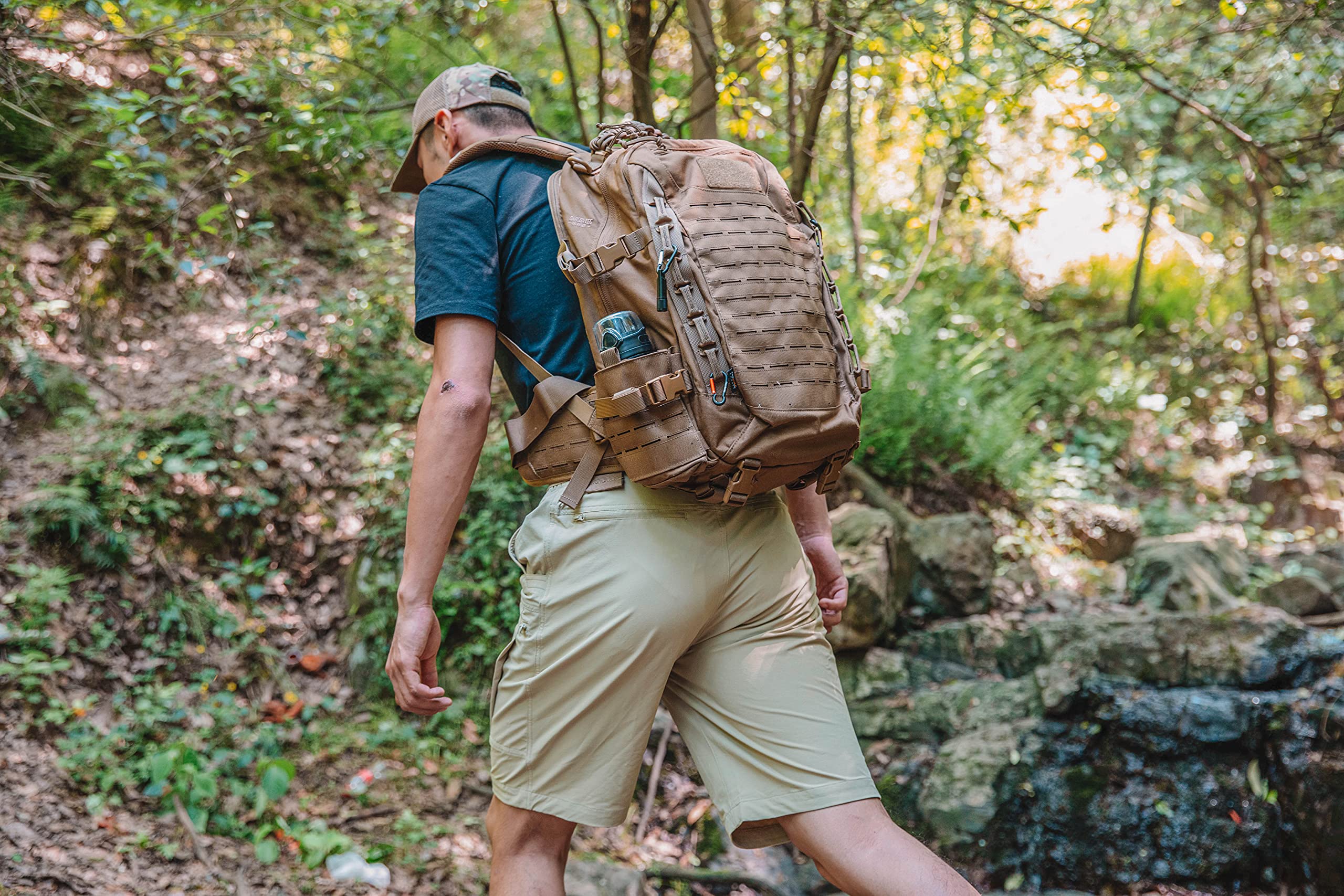 Shallowlulu Mens Cargo Hiking Shorts Water Resistant Quick Dry Lightweight Breathable Tactical Shorts with Nylon Belt(Mud 34W/10L)