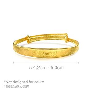 CHOW SANG SANG 999.9 24K Gold Price-by-Weight 3.74g Gold Prosperity Adjustable Bangle for Tiny Size Gift 56809K