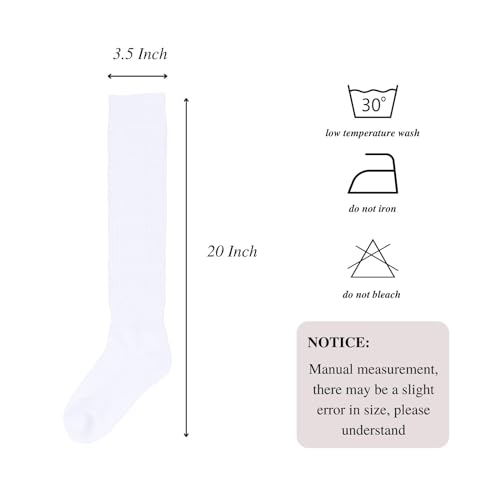 Intgoodluckycc White Slouch Scrunch Socks for Women, Scrunch Long High Tube Socks (1 Pair - White)