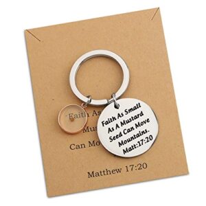 feelmem faith gift matthew 17:20 keychain mustard seed faith gifts friend religious jewelry christian scripture gift (faith as-ky)