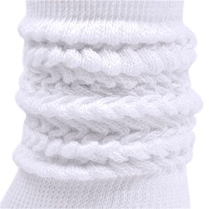 Intgoodluckycc White Slouch Scrunch Socks for Women, Scrunch Long High Tube Socks (1 Pair - White)