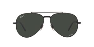 ray-ban rb8225 aviator titanium sunglasses, black/polarized dark grey, 58 mm