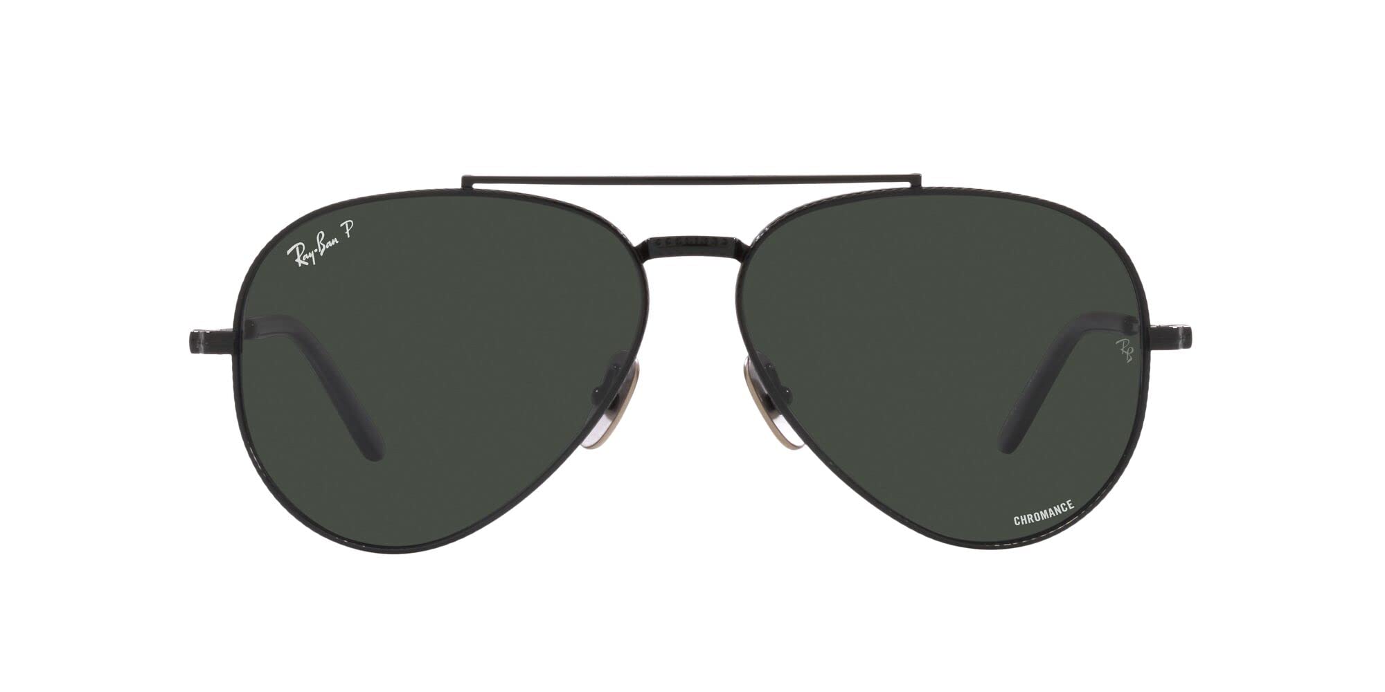 Ray-Ban RB8225 Aviator Titanium Sunglasses, Black/Polarized Dark Grey, 58 mm