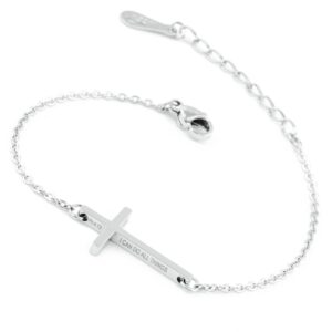 wdshow silver sideways cross bracelets faith jewelry gifts for women bible verse i can do all things