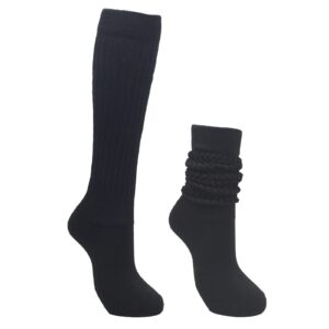 intgoodluckycc black slouch scrunch socks for women, scrunch long high tube socks (1 pair - black)