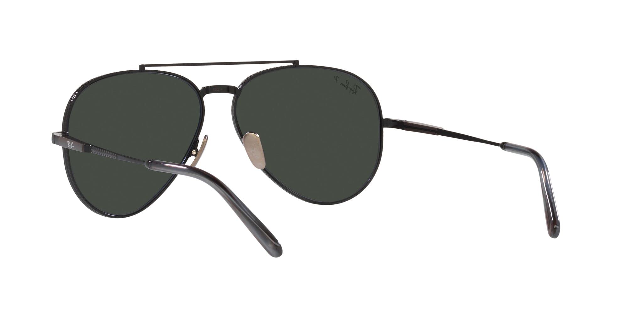 Ray-Ban RB8225 Aviator Titanium Sunglasses, Black/Polarized Dark Grey, 58 mm