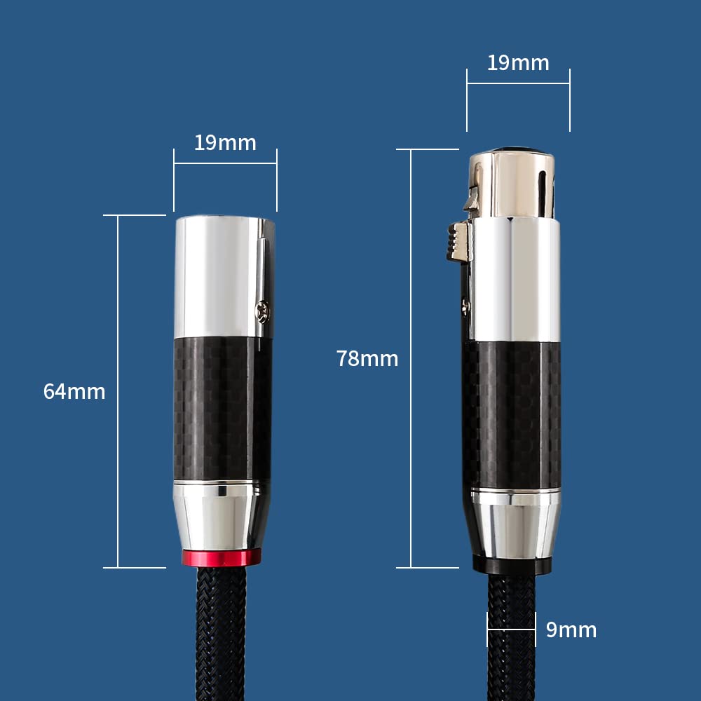 Tertullus 1 Pair 3 Pin HiFi Interconnect Cable XLR-m (Male) to XLR - F (Female) HiFi Balanced Audio Cable Microphone Cable Mic Wire (1m/3.28ft)