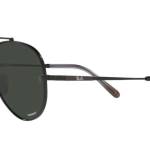 Ray-Ban RB8225 Aviator Titanium Sunglasses, Black/Polarized Dark Grey, 58 mm