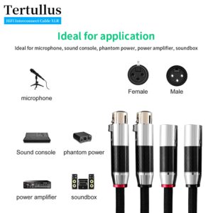 Tertullus 1 Pair 3 Pin HiFi Interconnect Cable XLR-m (Male) to XLR - F (Female) HiFi Balanced Audio Cable Microphone Cable Mic Wire (1m/3.28ft)