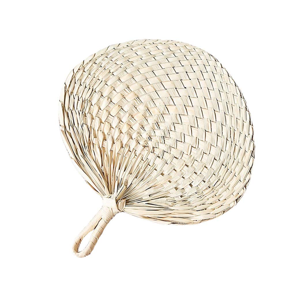 Handmade Folding Fan Chinese Style Handmade Fan Natural Hand Weaving Fan Blades Portable Cooling Fan for Camping Hiking Handheld Fan (Color : Natural)