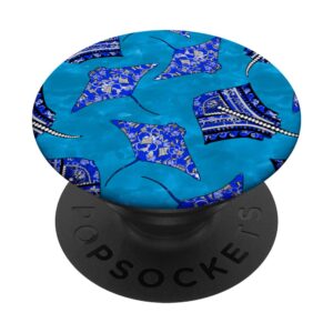 ocean blue tribal stingrays popsockets swappable popgrip