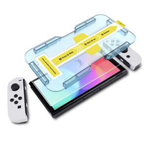 hocents. tempered glass screen protector for nintendo switch oled - 2 pack (auto-alignment tool)